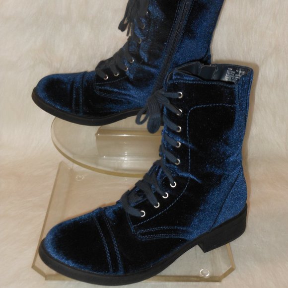 jcpenney | Shoes | Jcp Blue Velvet Laceup Ankle Boots Size 1 Medium ...